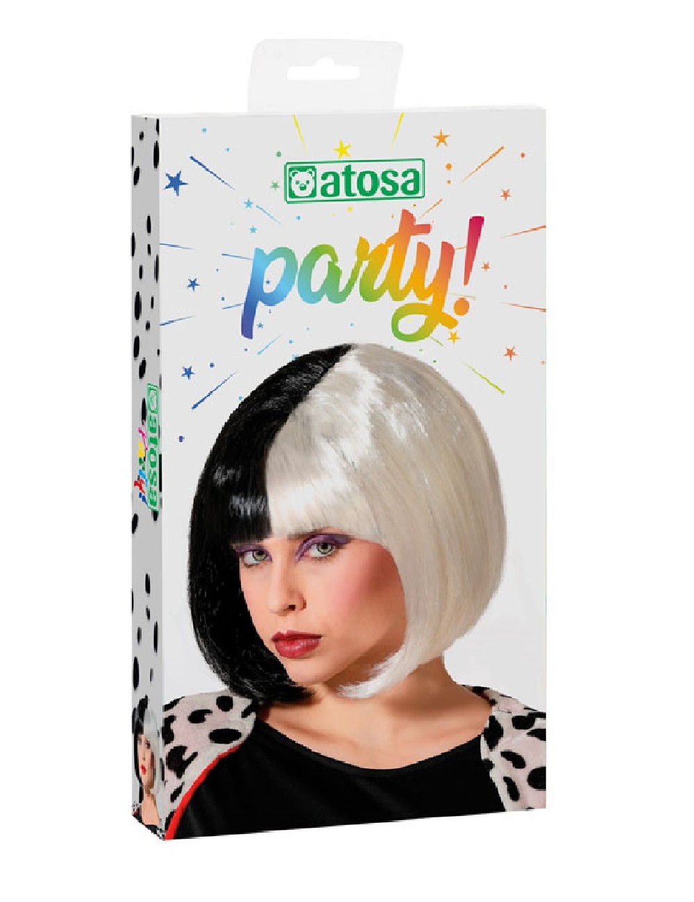 Peruca alb-negru, par scurt, Cruella